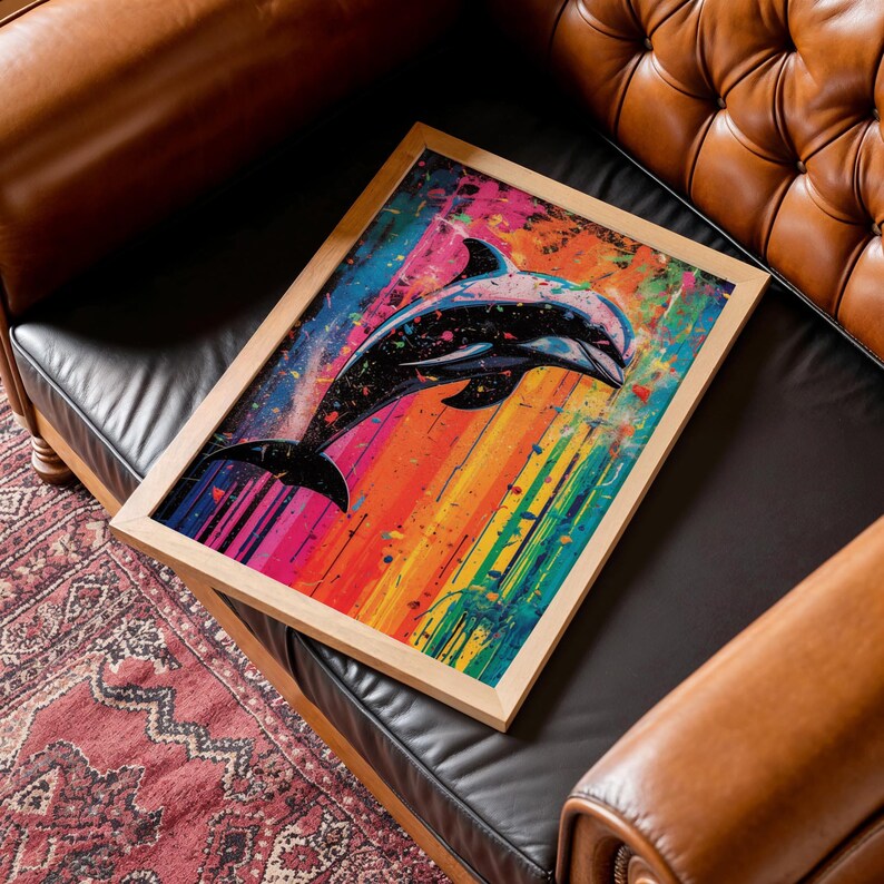 Dolphin Graffiti Wall Art, Printable Digital, Colorful Dolphin Wall ...