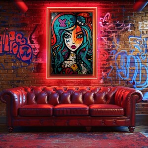 Colorful Mermaid Graffiti Wall Art, Digital Download, Under the Sea Art ...