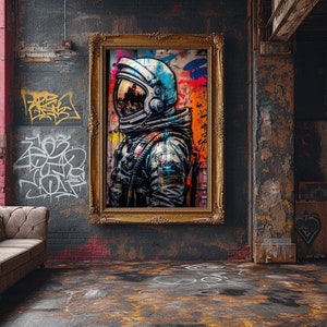 Astronaut Graffiti Wall Art, Space Art Graffiti Print, Modern, Urban ...