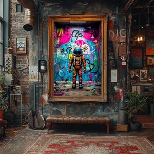 Astronaut Graffiti Wall Art, Printable Digital, Space Astronaut Wall ...