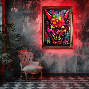 Red Devil Graffiti Wall Art, Digital Download, Demon Horns Art Print ...