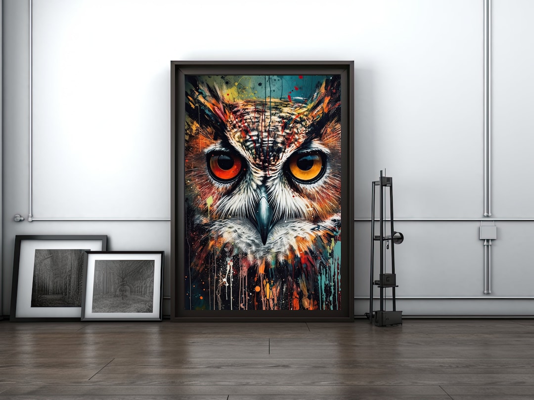 Owl Graffiti Wall Art Digital Download Colorful Owl Street - Etsy