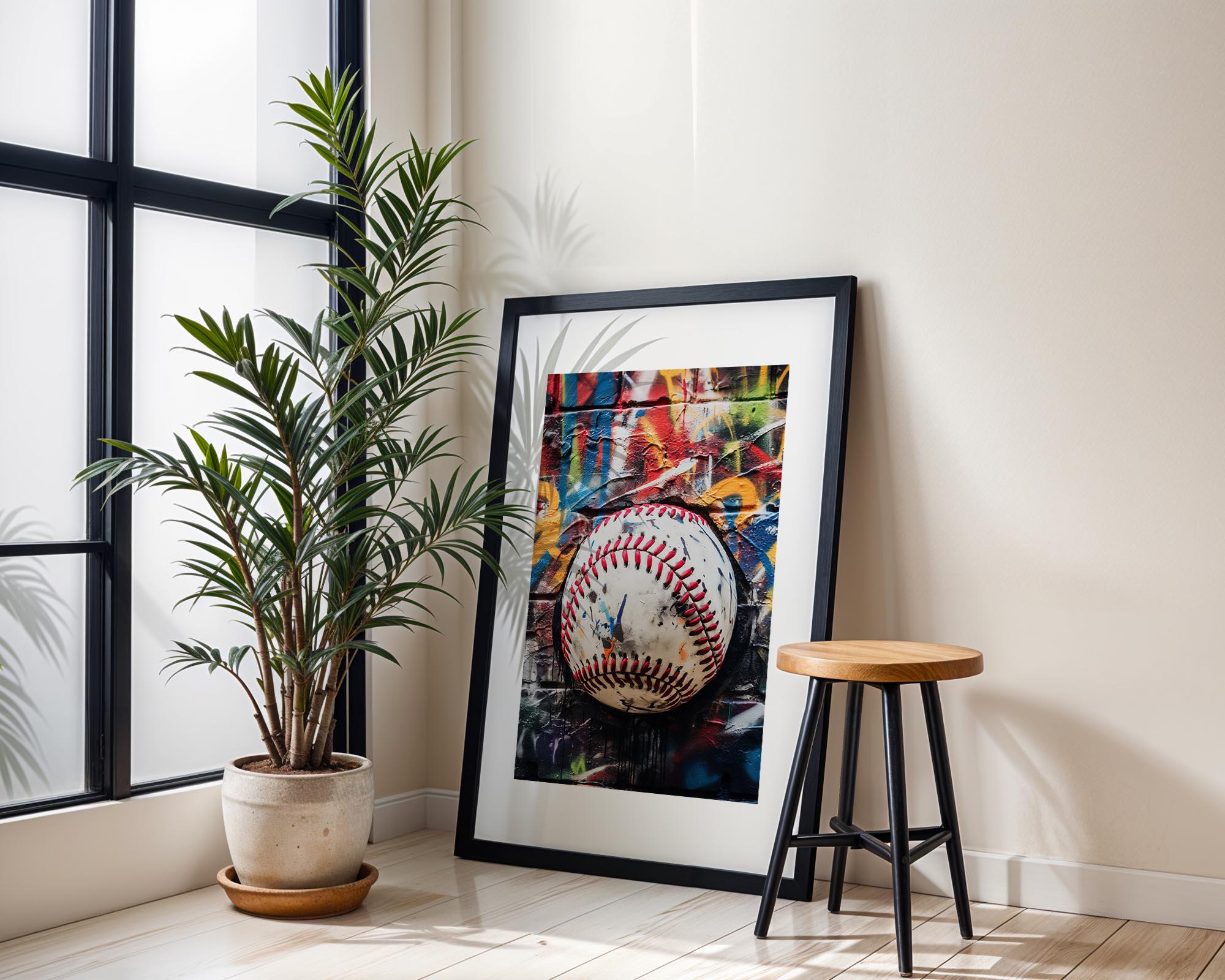 Vibrant Baseball Graffiti Art Print, Digital Sports Wall Decor ...