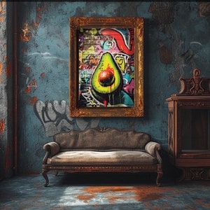 Avocado Graffiti Wall Art, Fruit Art Graffiti Print, Modern, Urban ...