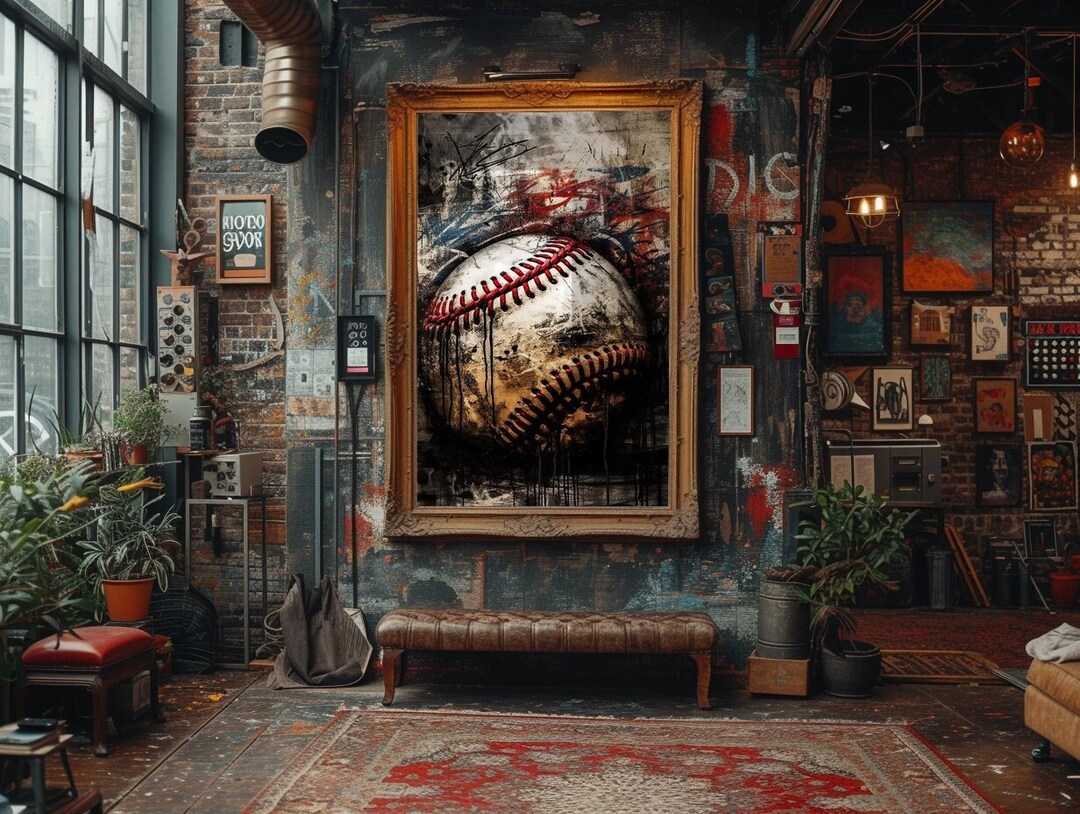 Baseball Graffiti Wall Art, Vibrant Colorful Sports Wall Decor, Unique ...