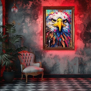 American Bald Eagle Graffiti Wall Art, Fierce Bald Eagle Graffiti Print ...