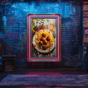 Food Graffiti Gallery Wall Set, Set of 3, Pizza, Spaghetti, Wine, Bold ...