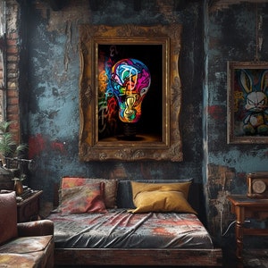 Light Bulb Graffiti Wall Art, Digital Download Print, Modern Street Art ...