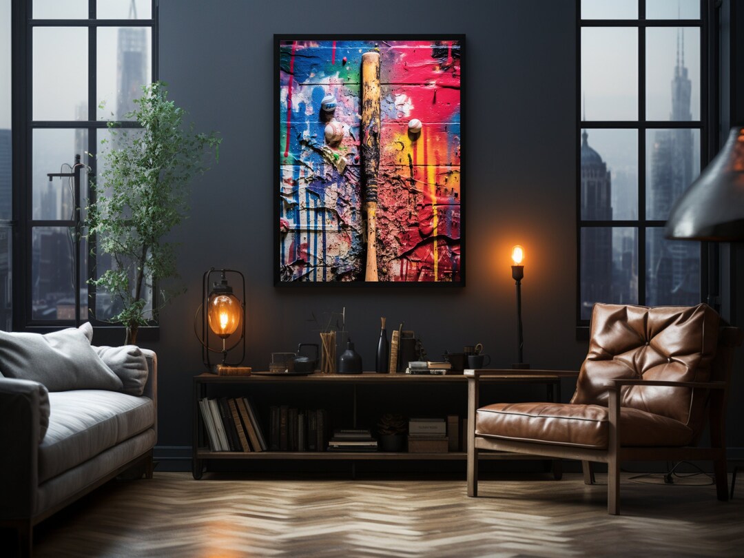 Baseball Bat Graffiti Wall Art Printable Digital Colorful - Etsy