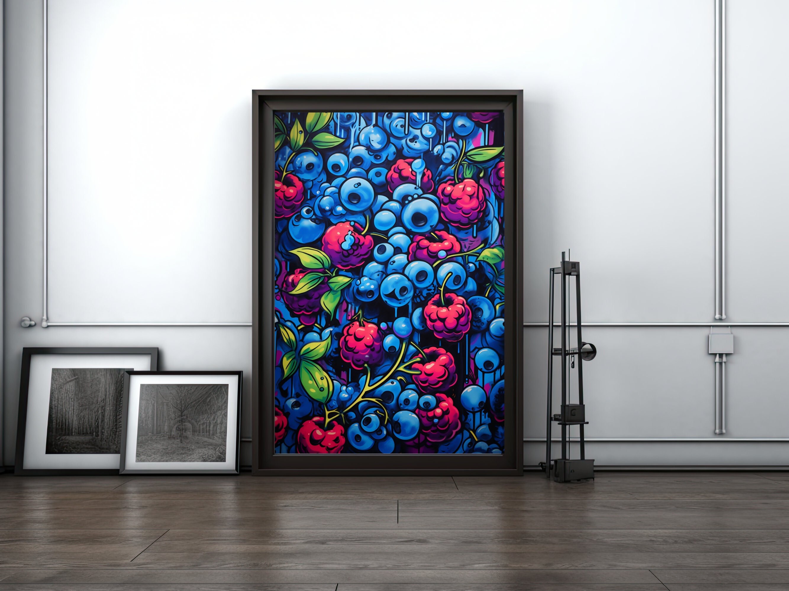 Blueberry Graffiti Wall Art, Printable Digital, Colorful Blueberries ...