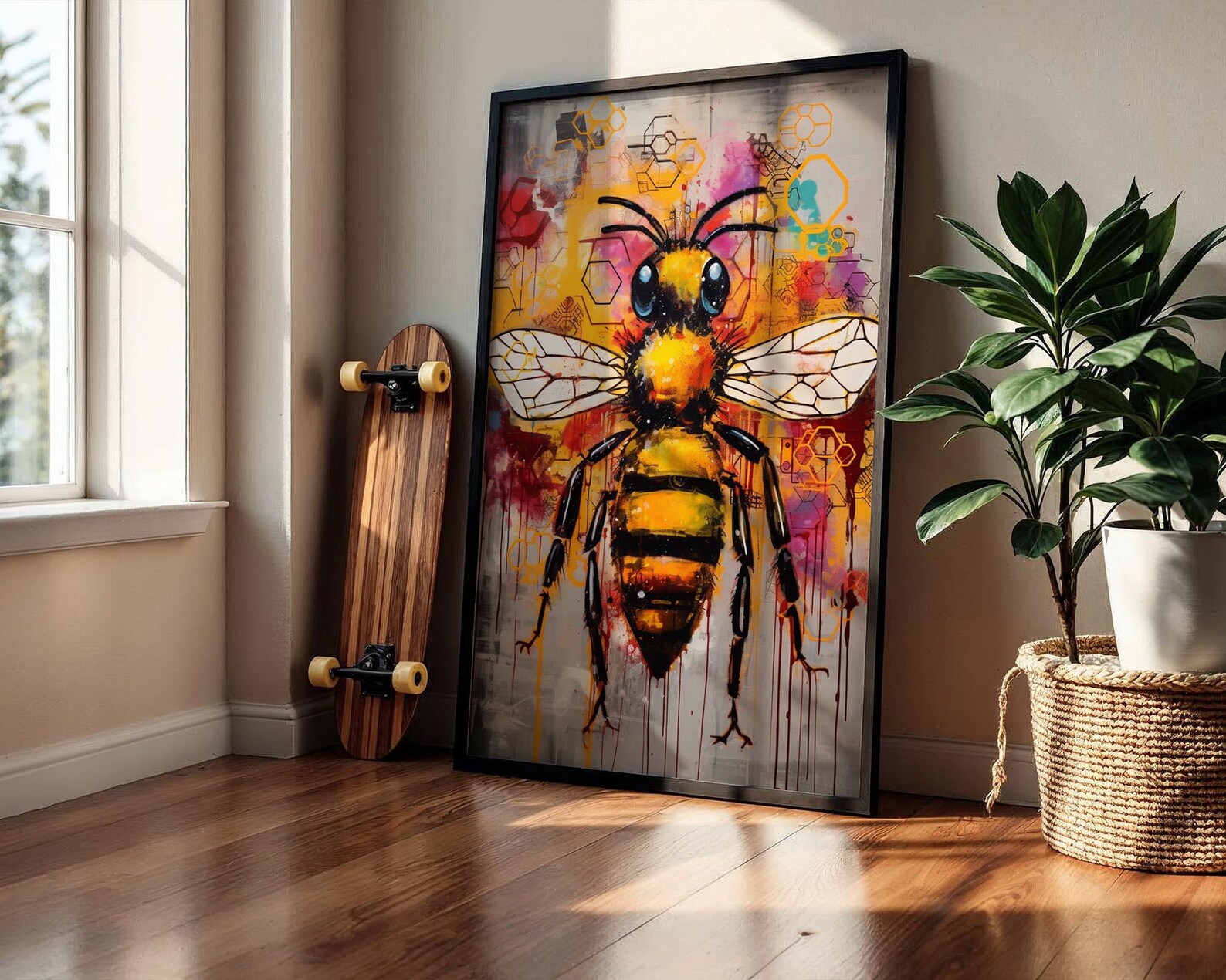Honeybee Graffiti Wall Art, Digital Download Print, Honey Bee Nature ...