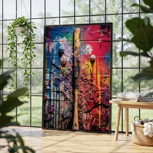 Baseball Bat Graffiti Wall Art, Printable Digital, Colorful Baseball ...