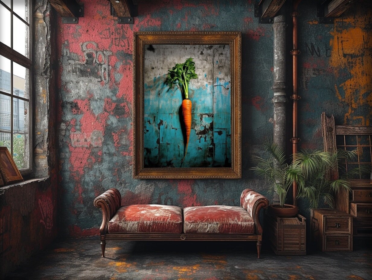 Carrot Graffiti Wall Art, Printable Digital, Colorful Vegetable Wall ...