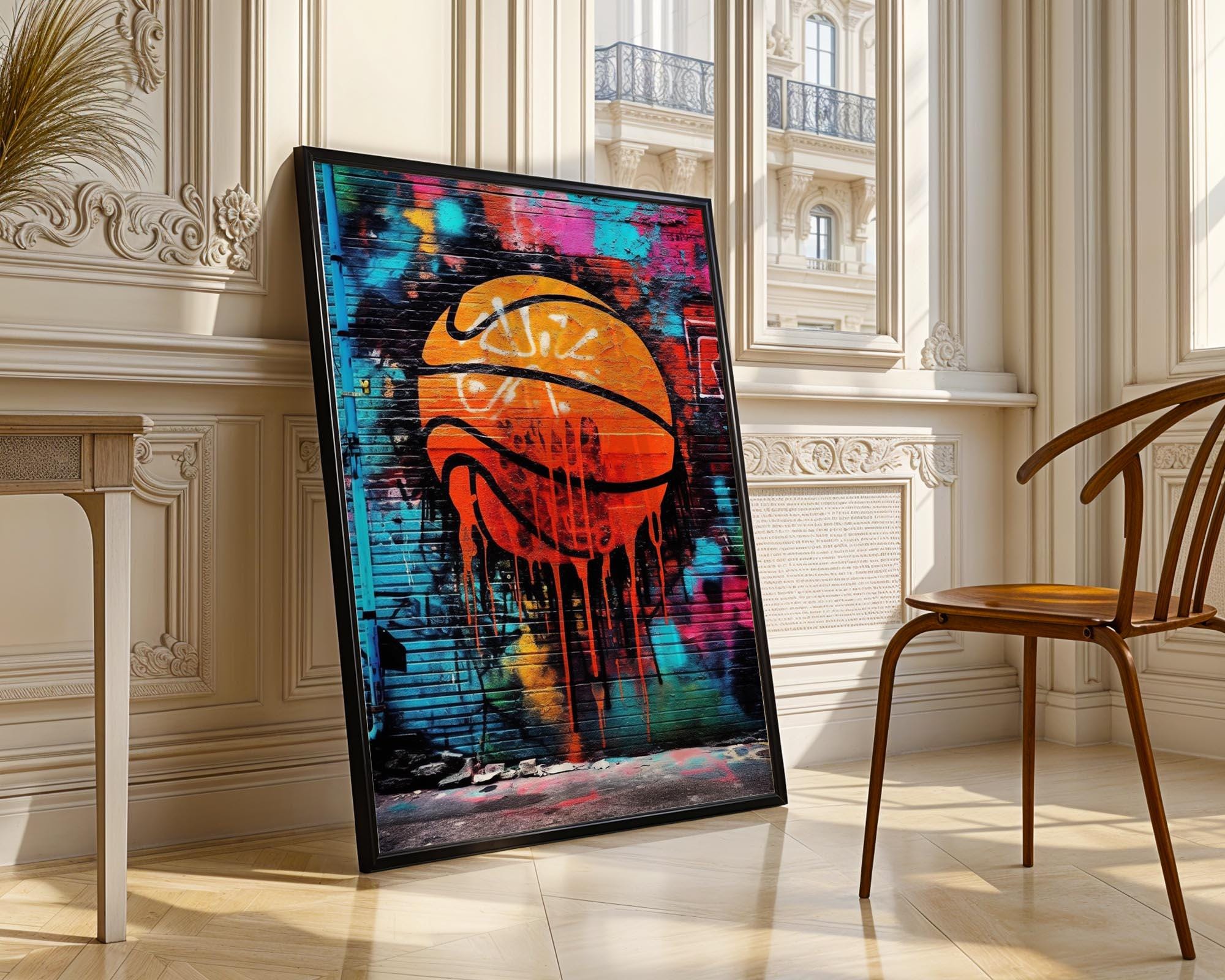 Basketball Graffiti Wall Art, Colorful Sports Ball Graffiti Print ...