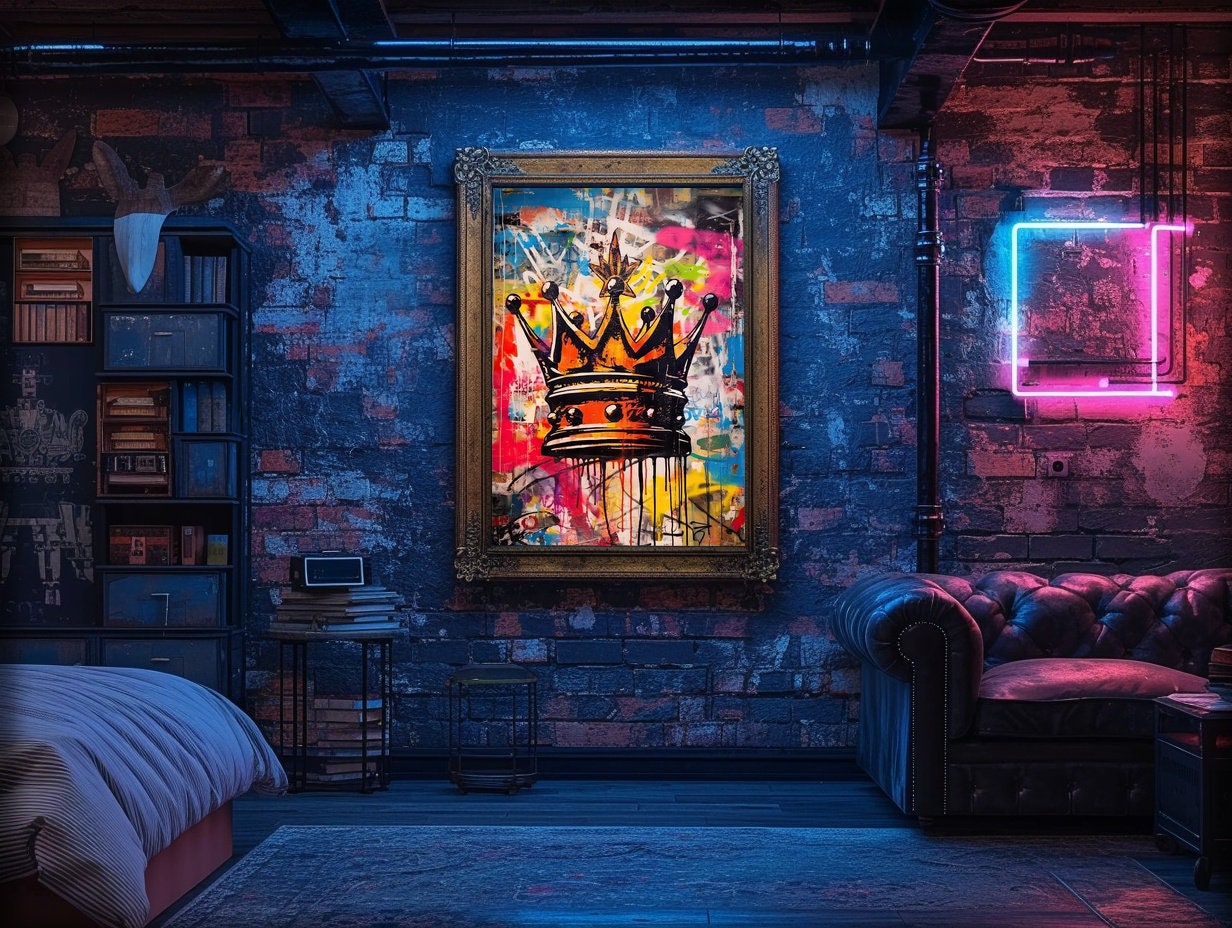 Crown Graffiti Wall Art, Digital Download, Abstract Royal Crown ...