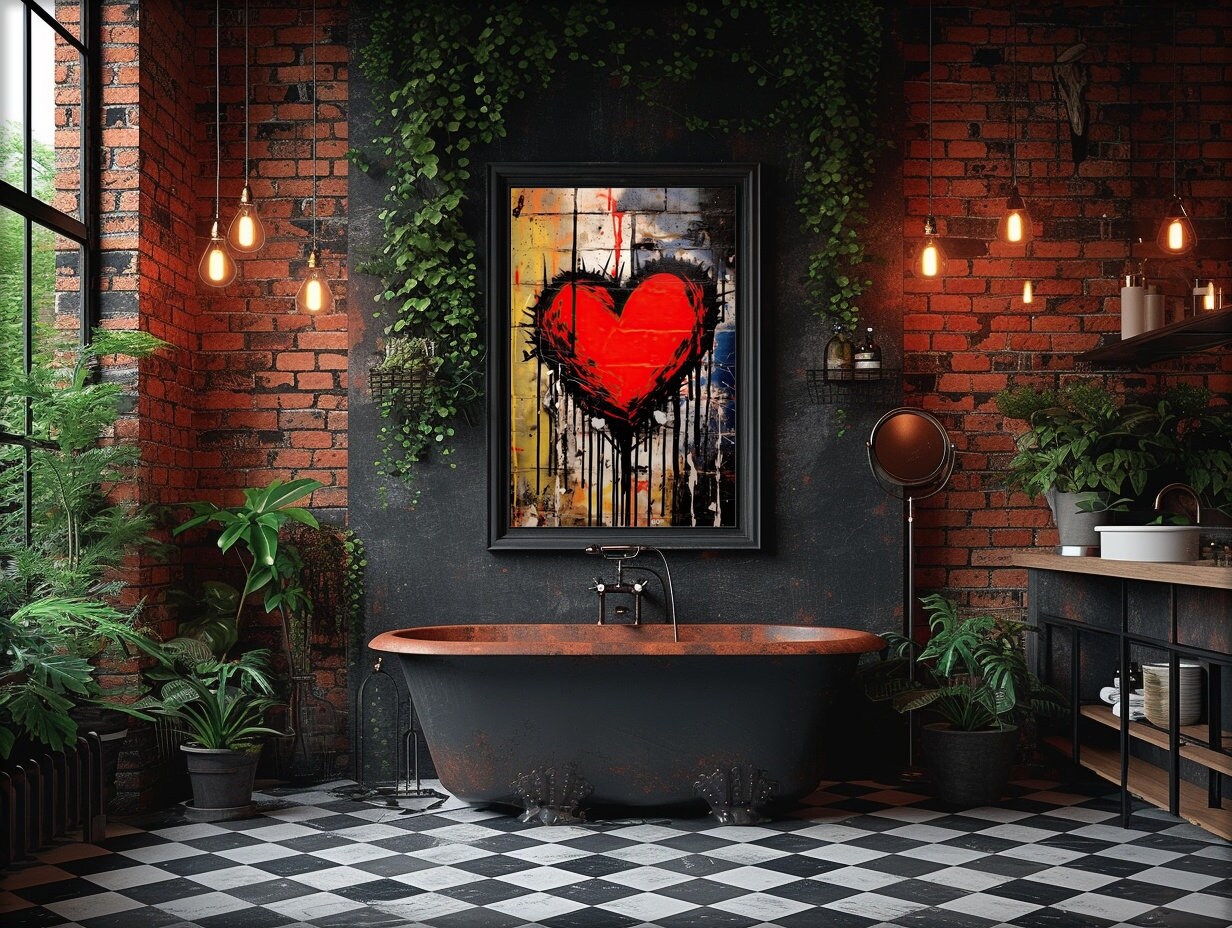 Romantic Heart Street Art Wall Decor, Expressive Colorful Graffiti ...