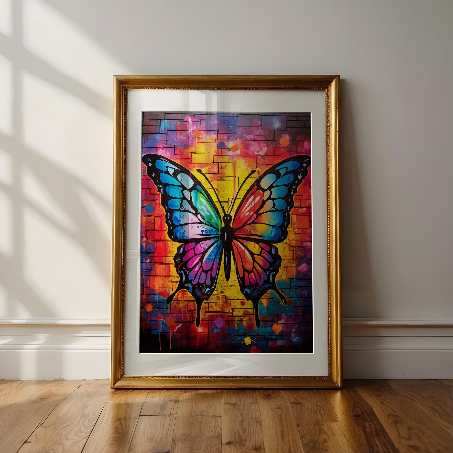 Butterfly Graffiti Wall Art, Digital Butterfly Art Print, Insect Poster ...