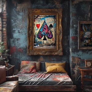 Ace of Spades Graffiti Wall Art, Printable Digital Colorful Playing ...