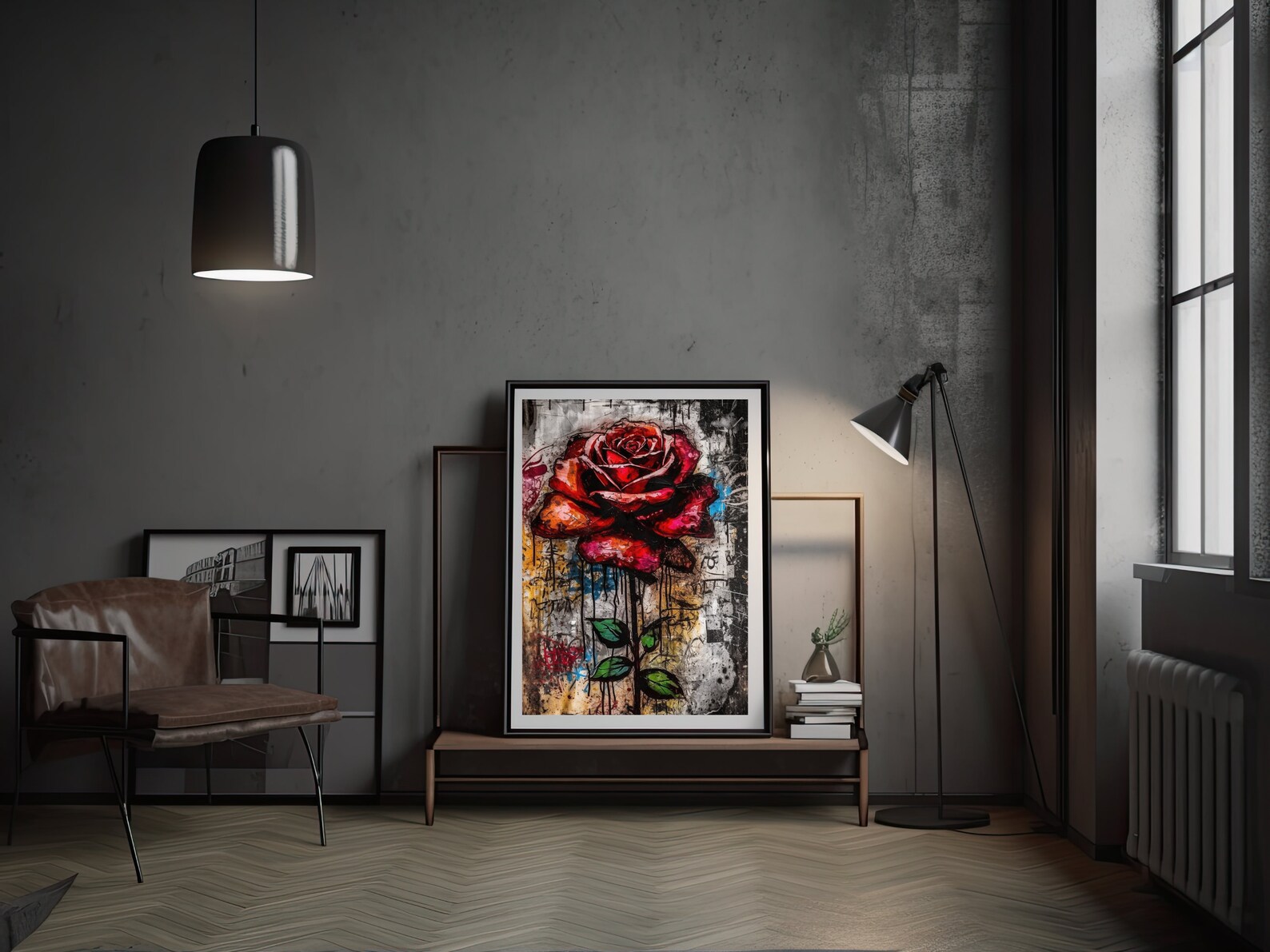 Red Rose Graffiti Wall Art Digital Download Colorful Rose - Etsy