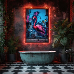 Pink Flamingo Graffiti Wall Art, Digital Download, Colorful Tropical ...