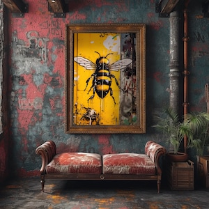 Colorful Bee Street Art, Urban Honey Bee Digital Print, Graffiti Style ...