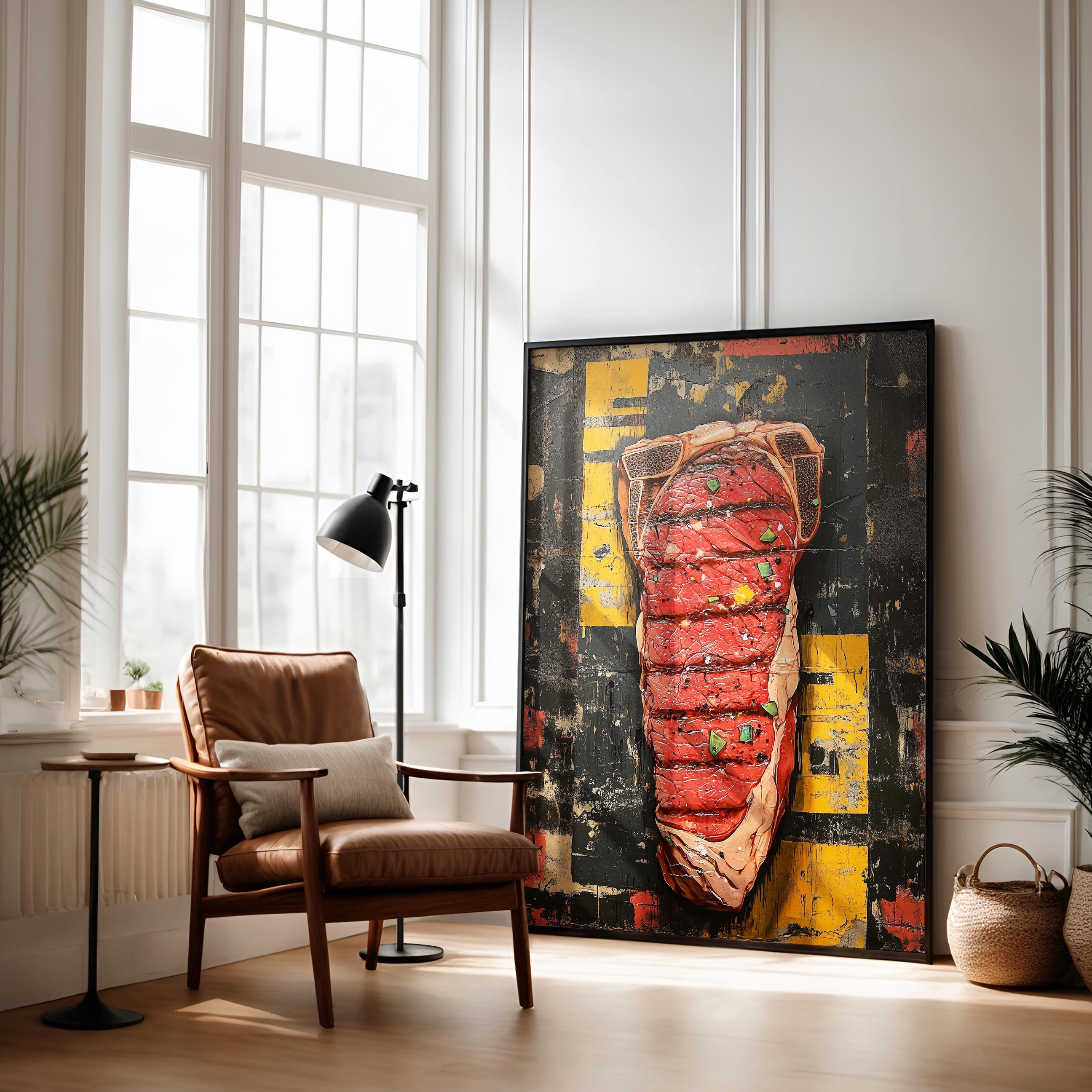 Food Graffiti Wall Art, Urban Steak Wall Decor, Iconic Ribeye Art Print ...