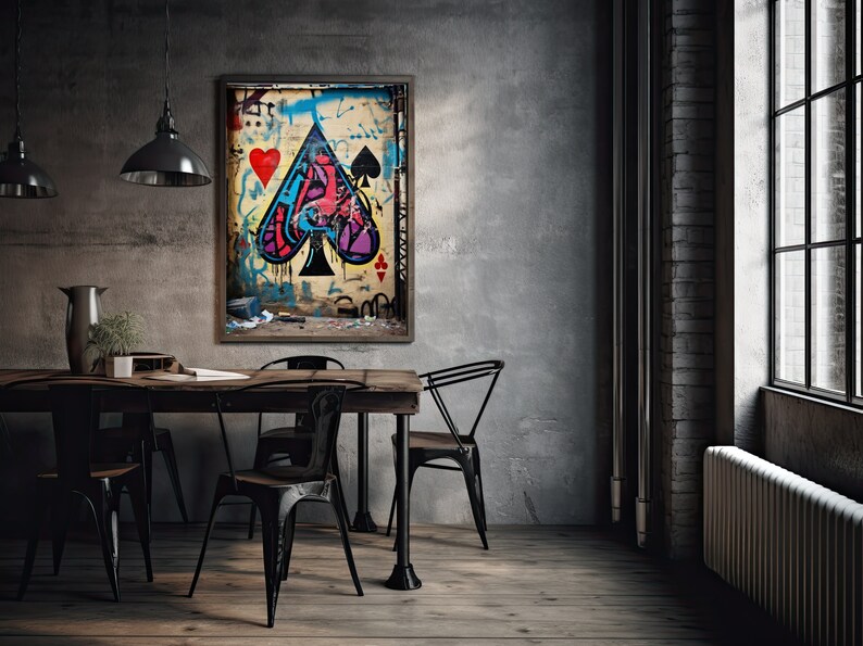 Ace of Spades Graffiti Wall Art, Printable Digital Colorful Playing ...