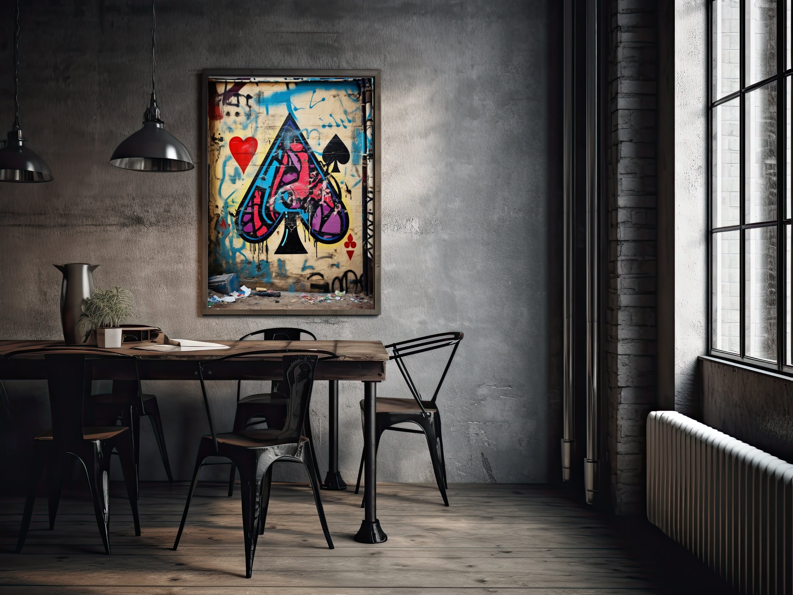 Ace of Spades Graffiti Wall Art, Printable Digital Colorful Playing ...