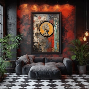 Gold Coin Graffiti Wall Art, Digital Download, Vintage Golden Coin Wall ...