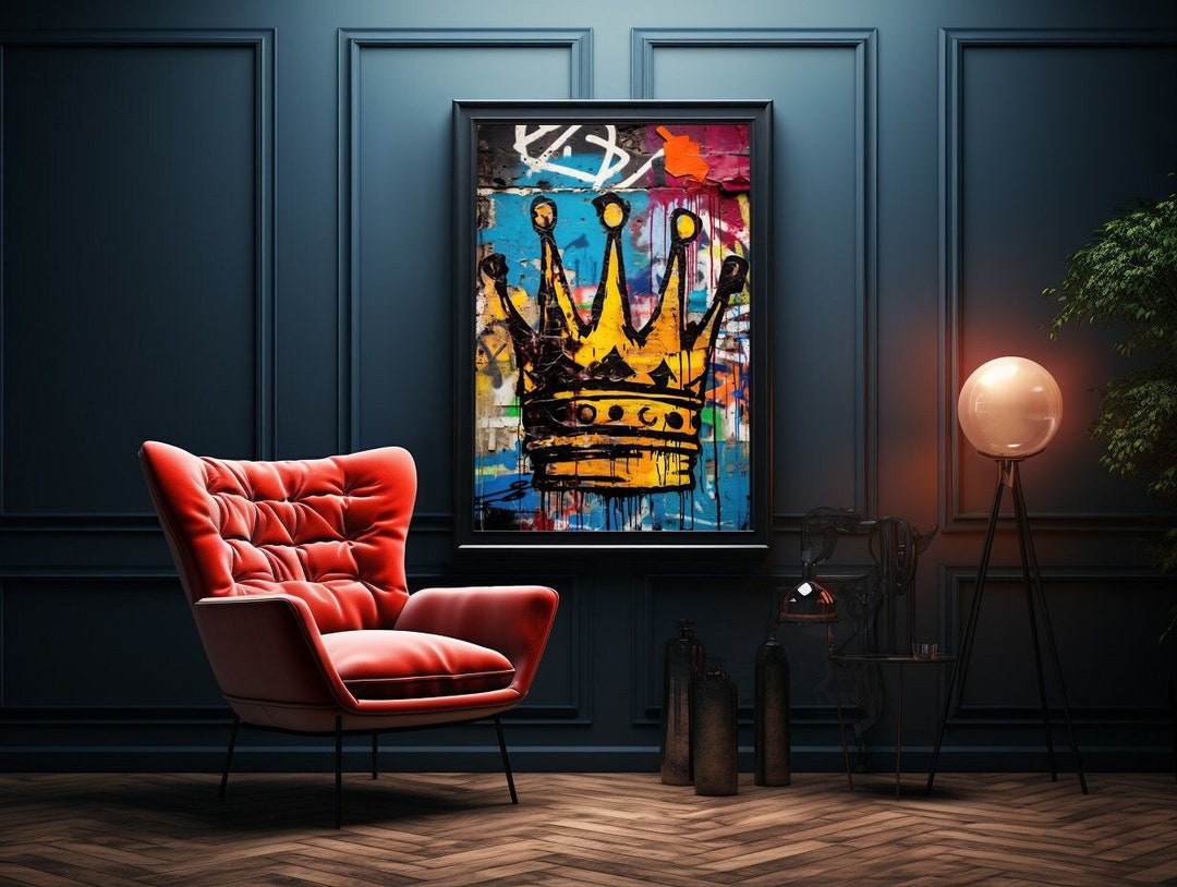 Abstract Royal Crown Graffiti Wall Art Colorful King Crown - Etsy