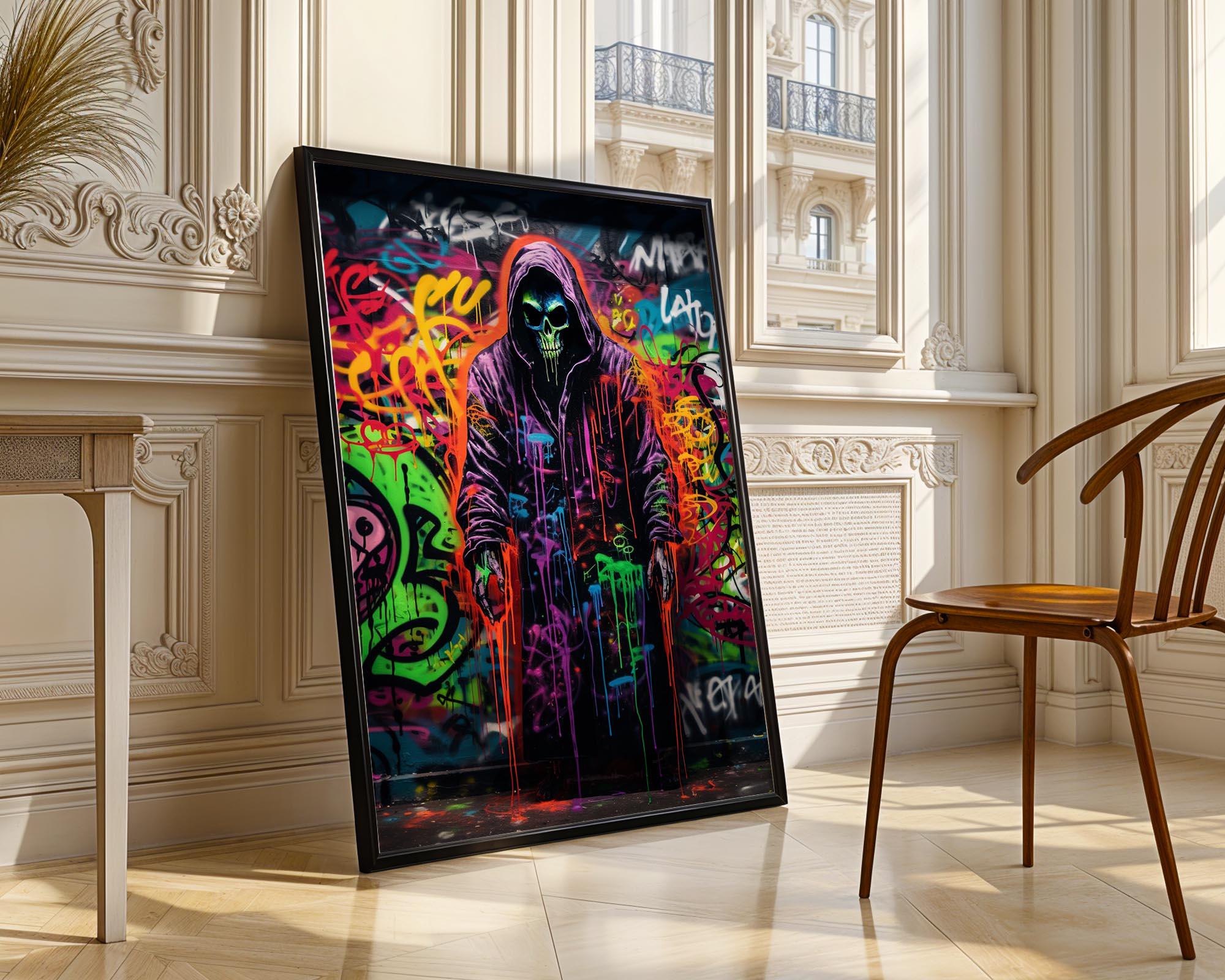 Grim Reaper Graffiti Wall Art, Digital Download Print, Spooky Colorful ...