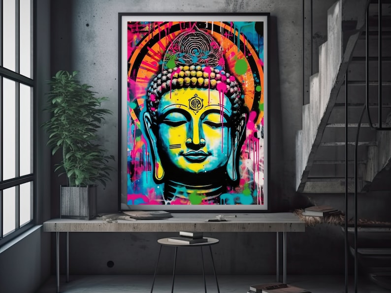 Buddha Graffiti Wall Art Digital Download Abstract Colorful - Etsy