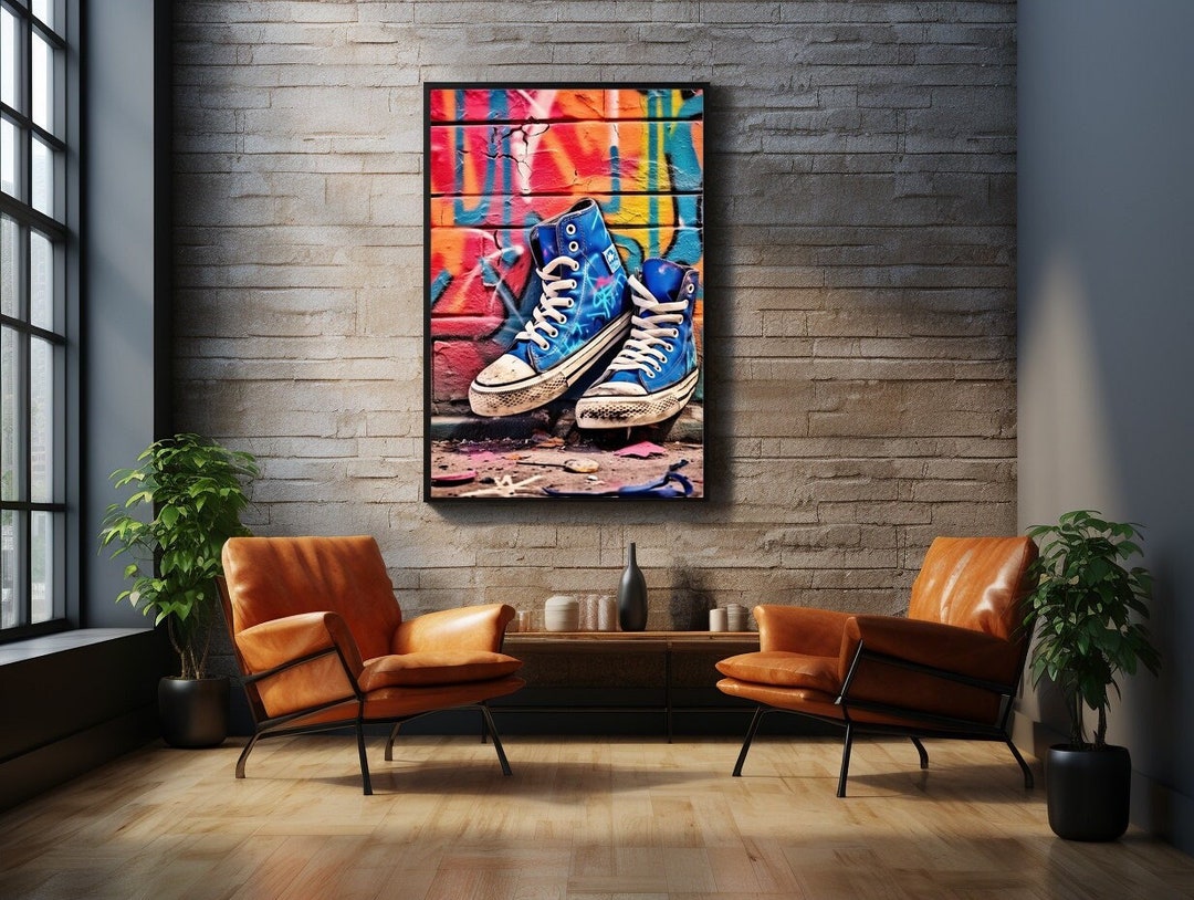 Urban Sneaker Graffiti Art, Colorful Shoe Wall Decor Digital Print ...