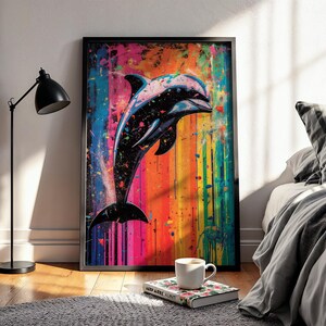 Dolphin Graffiti Wall Art, Printable Digital, Colorful Dolphin Wall ...