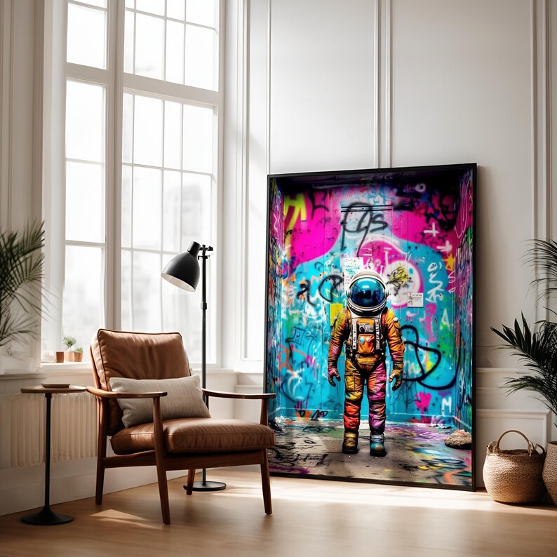 Astronaut Graffiti Wall Art, Printable Digital, Space Astronaut Wall ...