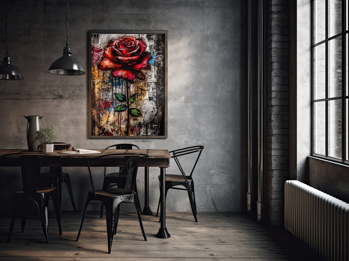Red Rose Graffiti Wall Art Digital Download Colorful Rose - Etsy
