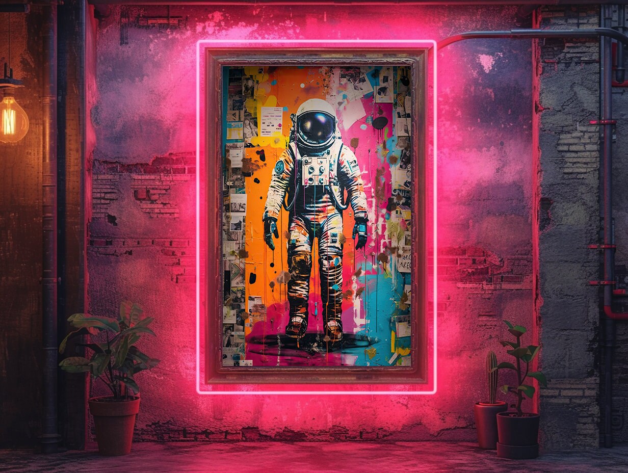 Graffiti Astronaut Art, Space Explorer Digital Print, Spaceman Wall ...