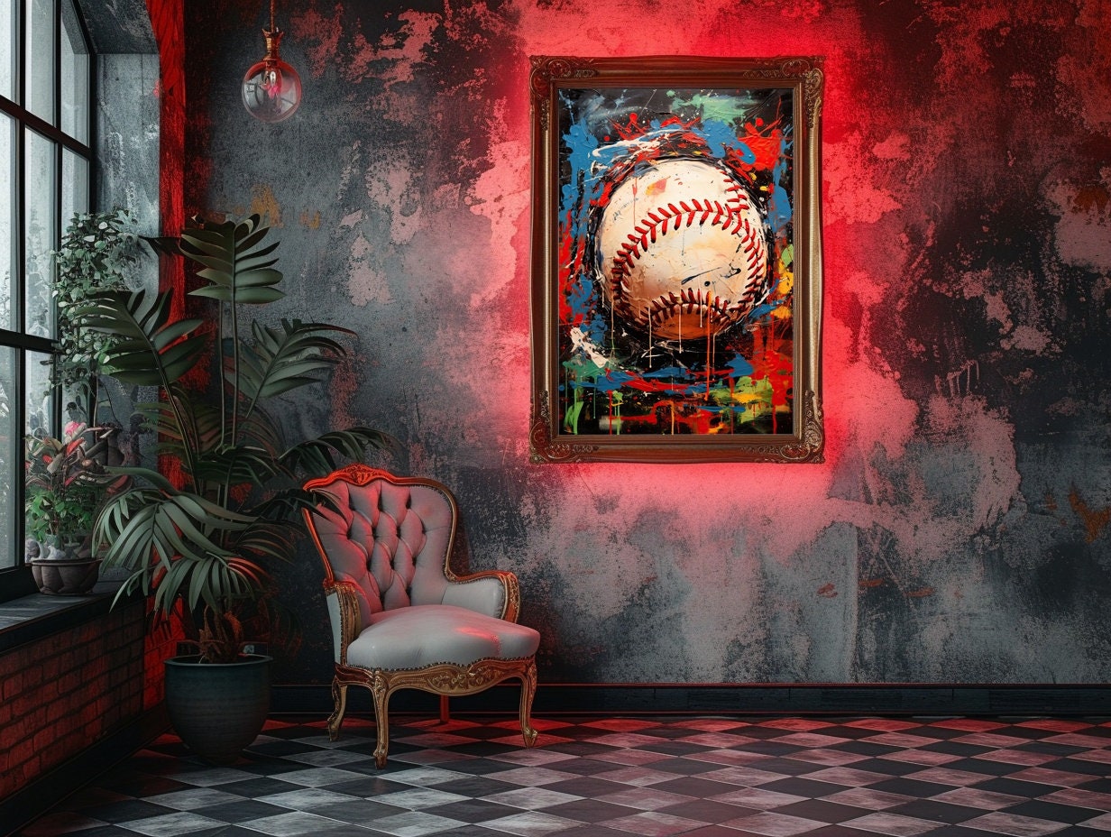 Atemberaubende Baseball Graffiti Wandkunst Digitaler Graffiti Druck ...