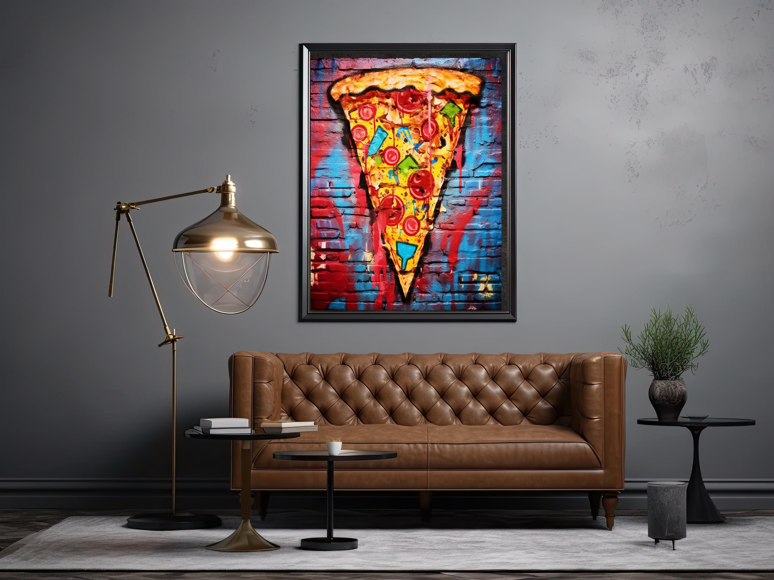 Pizza Slice Graffiti Wall Art, Pizza Print Digital Art, Pepperoni Pizza ...