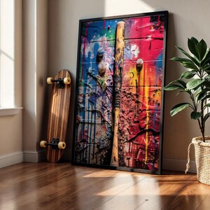 Baseball Bat Graffiti Wall Art, Printable Digital, Colorful Baseball ...