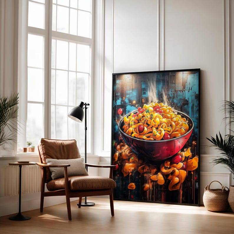 Noodle Graffiti Wall Art, Urban Food Wall Decor, Iconic Street Food ...