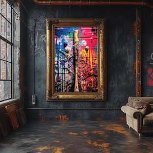 Baseball Bat Graffiti Wall Art, Printable Digital, Colorful Baseball ...