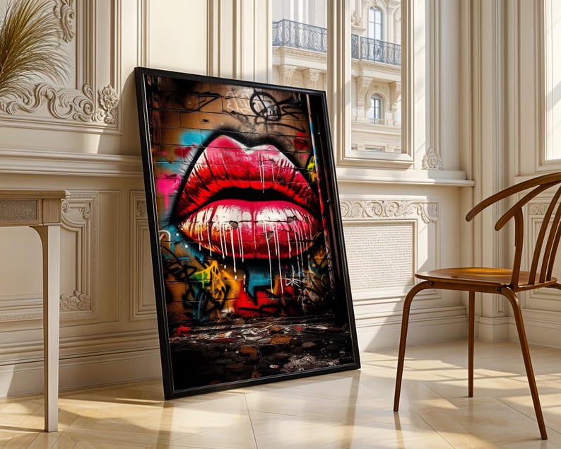 Lips Graffiti Wall Art, Printable Art Download, Sexy Lips Wall Decor ...