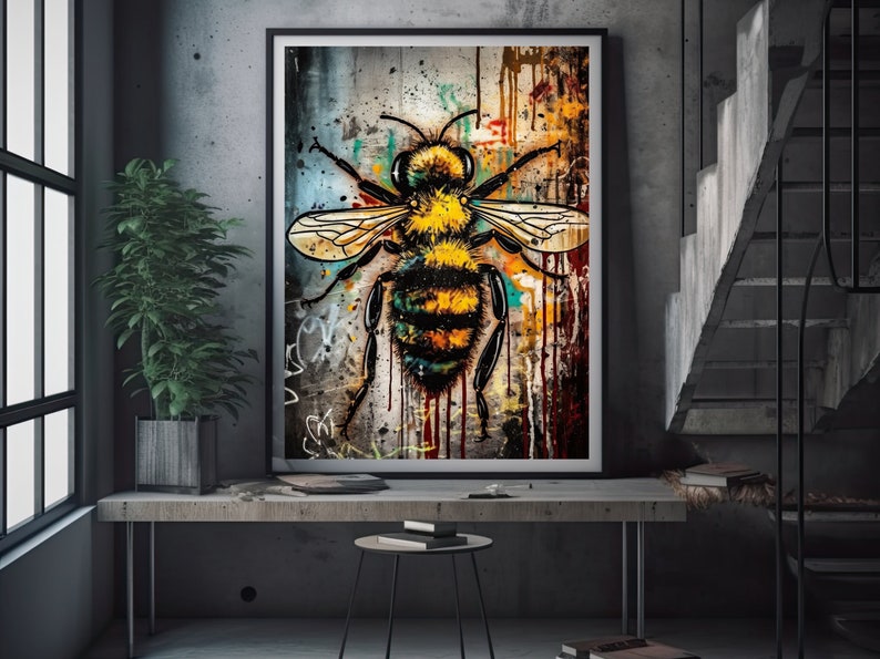 Bee Graffiti Wall Art Honey Bee Graffiti Print Modern - Etsy