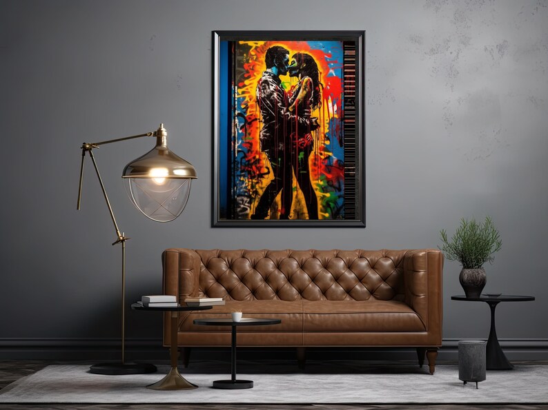 Couple Kissing Graffiti Wall Art, Digital Print, Kissing Wall Decor ...