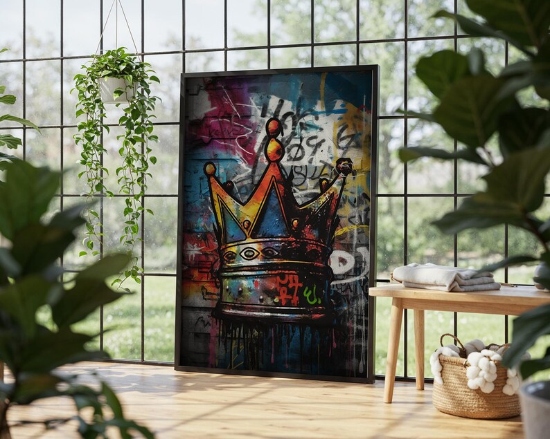 King Crown Graffiti Wall Art, Crown Graffiti Print, Modern, Urban ...