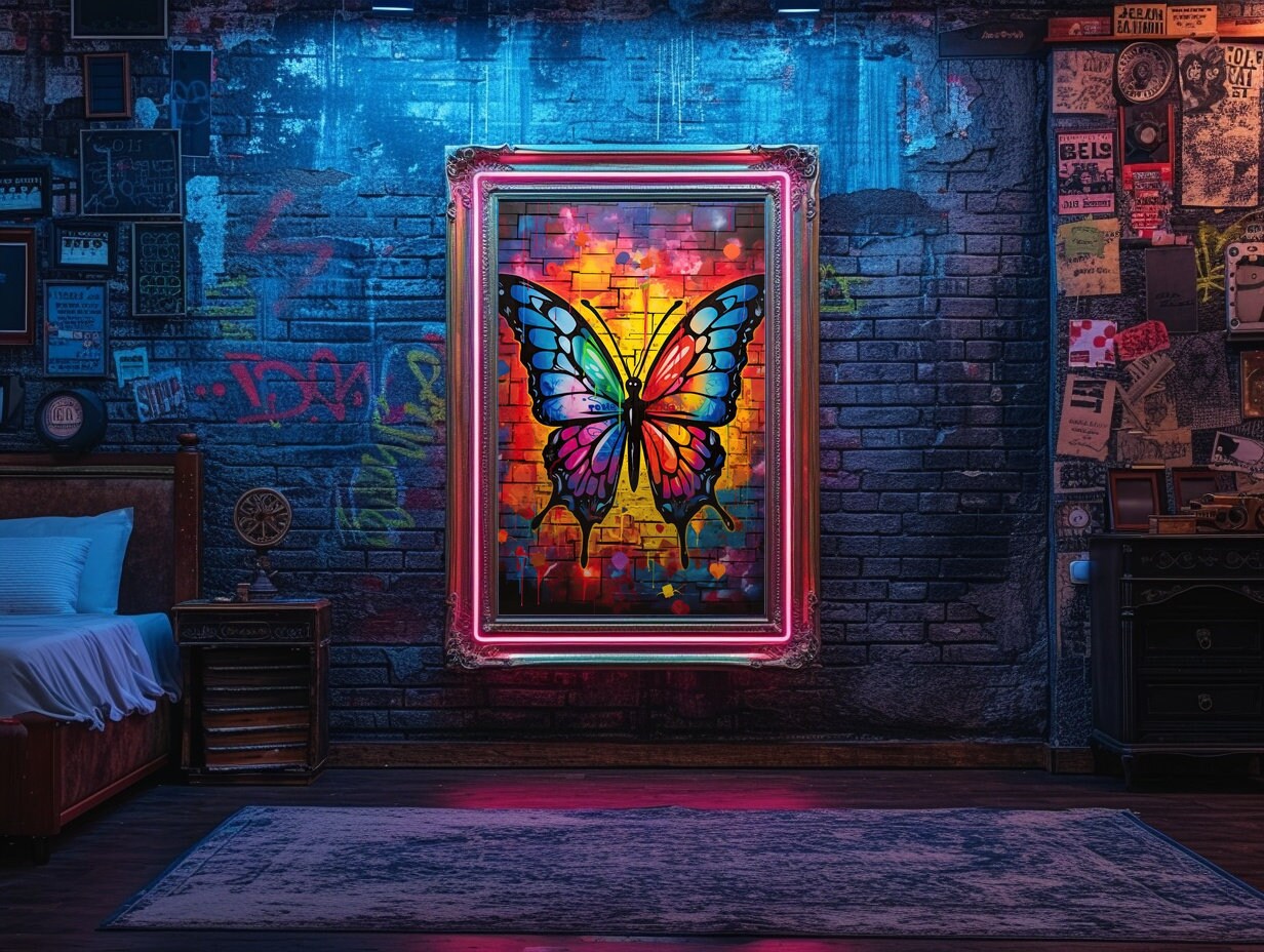 Butterfly Graffiti Wall Art, Digital Butterfly Art Print, Insect Poster ...