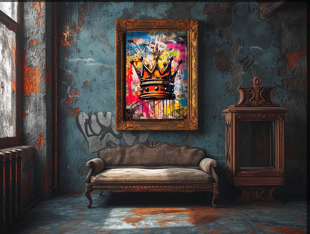 Royal Crown Graffiti Art Print, Abstract King Crown Digital Poster ...