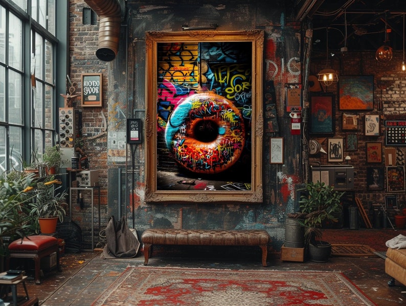 Donut Graffiti Wall Art, Digital Download, Colorful Donut Street Art ...