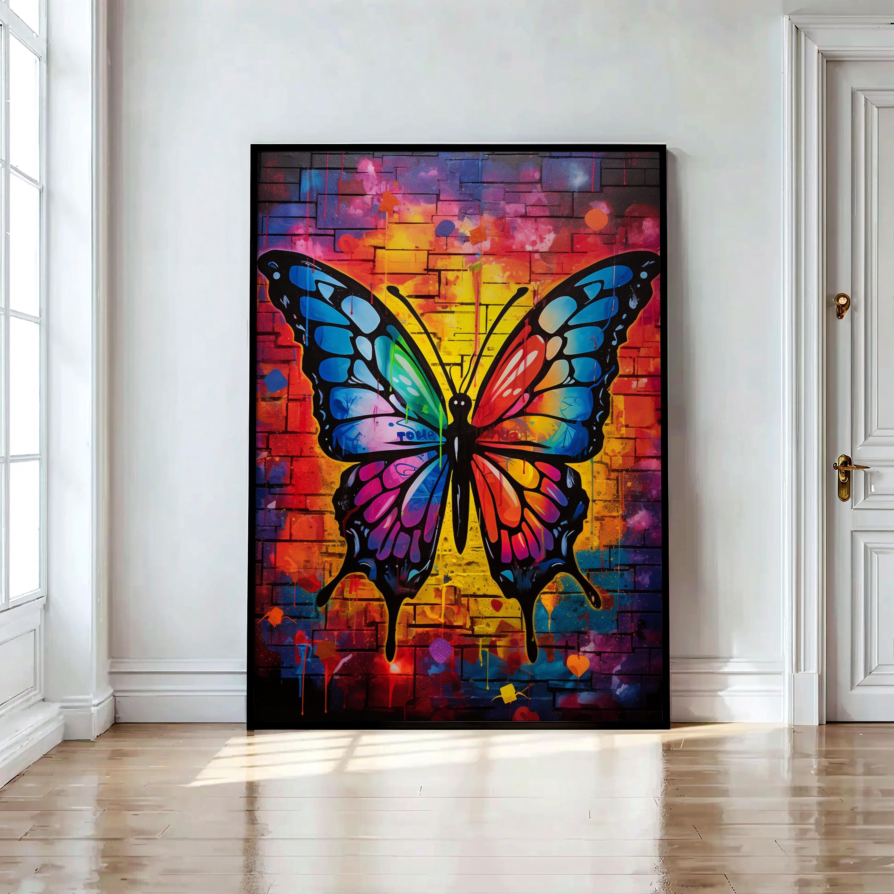 Butterfly Graffiti Wall Art, Digital Butterfly Art Print, Insect Poster ...